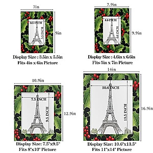 Mardesigns Christmas Leaves 8x10 Picture Frame, Red Fruits Wall Gallery Photo Frames Fits 8 x10 or 6x8 Picture for Table Top Display and Wall Photo Frame