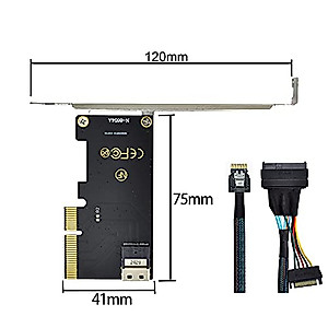 NFHK PCI-E 3.0 4.0 to SFF-8654 Slimline SAS Card Adapter and U.2 U2 SFF-8639 NVME PCIe SSD Cable for Mainboard SSD