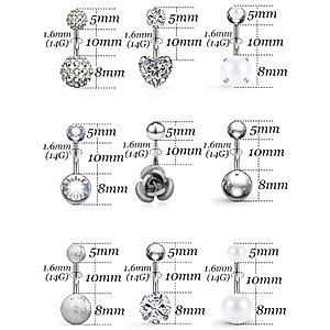 Vsnnsns 14G Belly Button Rings Belly Rings for Women Stainless Steel CZ Opal Belly Button Piercing Jewelry Belly Bars Curved Navel Ring Barbell Body Jewelry Piercing for Women Men Silver Black