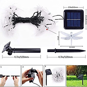 Dragonfly Solar String Lights, 30LED 21ft 8 Modes Outdoor Waterproof Crystal Dragonfly Fairy Lighting for Christmas Trees, Garden, Patio, Fence, Wedding, Party and Holiday Decorations (Purple)