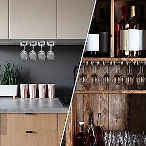 Wine Glass Holder,[No Driling] Adhesive Under Cabinet Wine Glasses Storage and Organization, Wine Glass Rack Suitable for Bar Kitchen Cabinet,Space Saving Stemware Racks Organizer