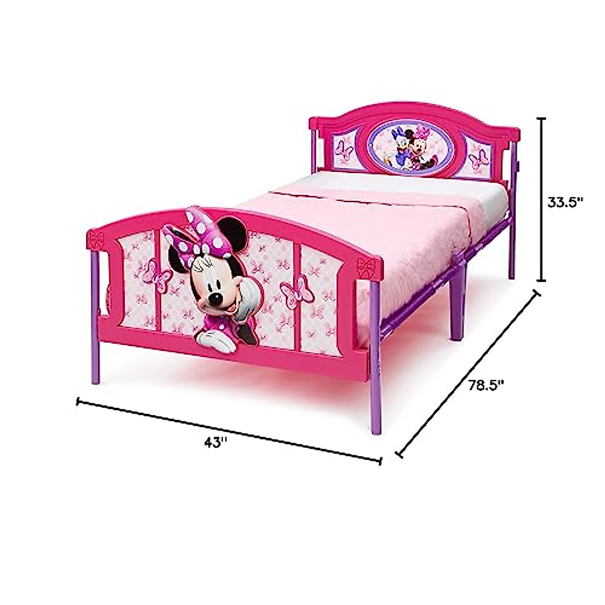 Delta Children Plastic 3D-Footboard Twin Bed, Disney Minnie Mouse