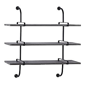 Deco 79 Wood 3 Shelves Wall Shelf, 38" x 10" x 39", Gray