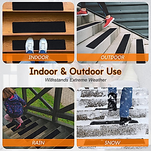 S&X Stair Treads Non-Slip Outdoor Grip Tape, 12-Pack, 6” x 30” Pre-Cut Anti Slip Tape, Black