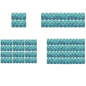 Taogift Self Adhesive Vinyl Decorative Mermaid Scale Shelf Liner Dresser Drawer Cabinets Liner Furniture Wall Paper Sticker Peel and Stick Mermaid Scale Wallpaper Removable (2, 11x11Inches)