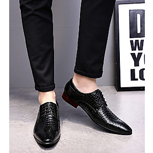 Men's Dress Oxford Shoes Alligator Patent Leather Wedding Prom Formal Black Dress Casual Shoes for Men 11 US