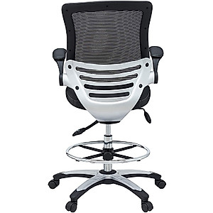 Modway Edge Drafting Chair - Reception Desk Chair - Flip-Up Arm Drafting Chair in Black