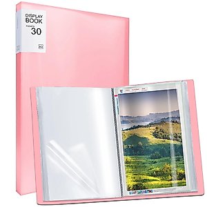 SKRYUIE A3 Diamond Painting Storage Book - 60 Diamond Painting Capacity, 30 Pages Protectors, 17.2x12.8 inches, Portfolio Folder for Diamond Painting Presentation and Organization - Pink