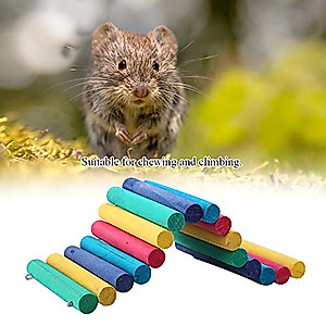 Pet Hamster Bridge Toy, Wooden Colorful Ladder Climbing Pet Cage Accessories Chewing Toy for Chinchilla Ferret Rodents Small Animals