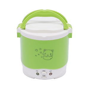 Portable Travel Rice Cooker For Car, 12V 1 Cup Mini Rice Cooker Steamer with Non Stick Pot, 0.26gal Electric Rice Cooker, Keep Warm 2h (Green)