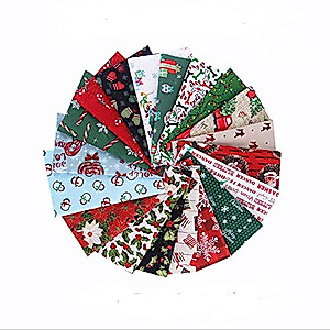MoonyLI Christmas Cotton Craft Fabric Bundle Patchwork Precut Santa Claus Fabric Scraps for Christmas DIY Sewing Quilting Different Pattern Cloths 20x25cm