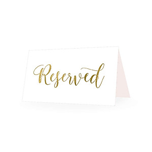 25 Gold VIP Reserved Sign Tent Place Cards For Table at Restaurant, Wedding Reception, Church, Business Office Board Meeting, Holiday Christmas Party, Printed Seating Reservation Accessories DIY Seat