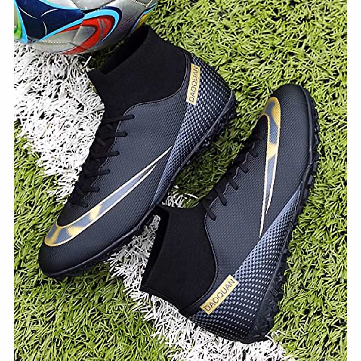 Qzzsmy Football Sneakers for Mens,Soccer Boots Indoor Turf Cleats,High Tops Ankle Boots ZQXCD05-M1-40