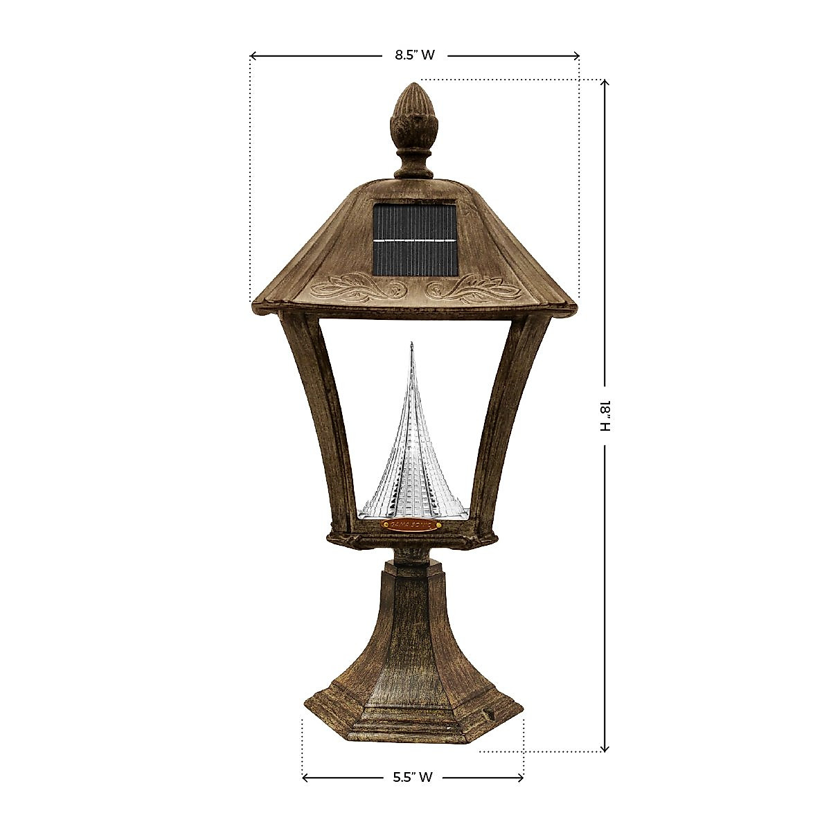 Gama Sonic GS-106FPW-WB Baytown Lamp, Outdoor Solar Light, Pole Pier & Wall Mount Kits, Warm & Bright White LED, Weathered Bronze