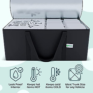 KIBAGA Commercial Insulated Food Delivery Bag - 22" x 10" x 10" Waterproof Delivery Bag For Hot Food Delivery - Premium Food Warmer Bag For Uber Eats And Doordash Food Delivery