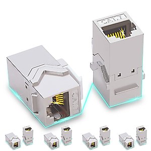 Rapink RJ45 Coupler Keystone Jack Cat7 10G Support, Cat7 Female Keystone STP 10 PCS for Wall Plate and Patch Panel, Shielded Rj45 Jack Zinc Alloy for Cat7, Cat6, Cat6A, Cat5e, Cat5 Cabling