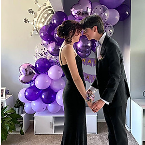 Purple Balloons Purple Confetti Balloon Set, 60Pcs 12Inch Metallic Chrome Purple Balloons Lavender Lilac Balloons Dark Purple Latex Balloons for Birthday Wedding Baby Shower Party Decoration