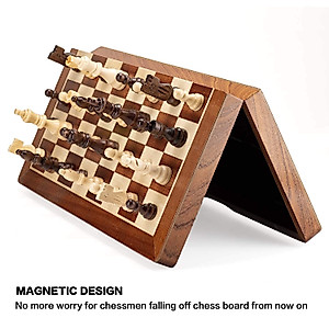 AMEROUS Magnetic Wooden Chess Pieces, Tournament Staunton Wood Chessmen Pieces Only, 3.03" King Figures Chess Game Pawns Figurine Pieces with 2 Storage Bags, Replacement of Missing Pieces