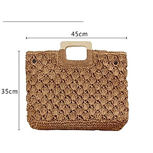LIUZH Casual Rattan Large Capacity Tote Women Wicker Woven Summer Beach Bag Lady Big Purses Travel (Color : D, Size : 1)