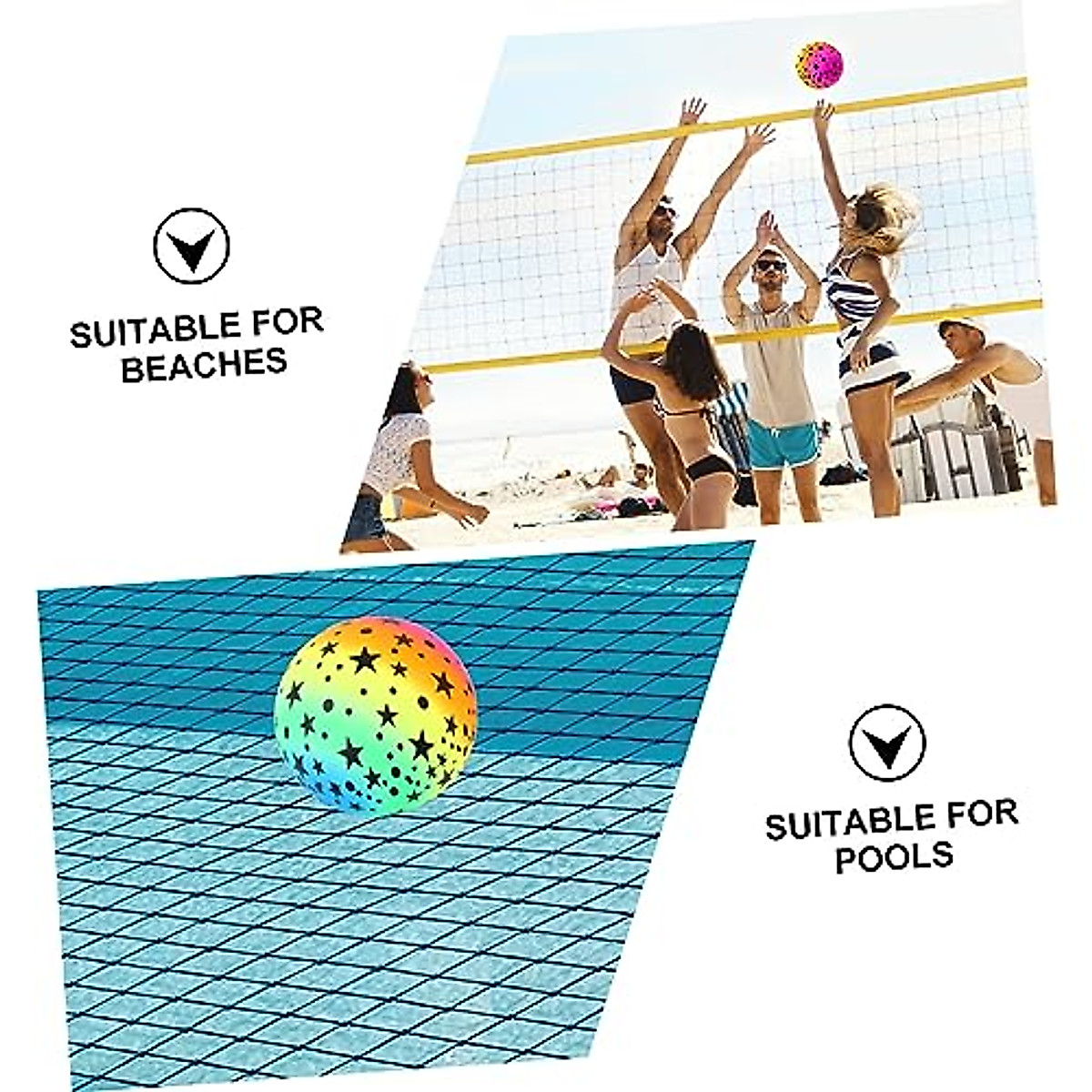 NUSITOU 5 Pcs 22 Bulk Beach Balls Beach Toys for Kids Inflatable Balls for Kids PVC Bouncy Kickball Swimming Pool for Kids Football Water Rainbow Ball Pat The Ball Pool Party Sports Beach