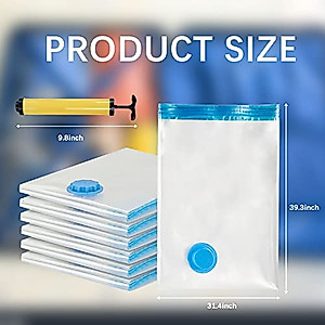YIFEY Vacuum Storage Bags,6 Pack Jumbo Space Saver Bags,Vacuum Sealer Bags with Travel Hand Pump,Compression Bags for Store Clothes,Pillows,Quilts,Travel