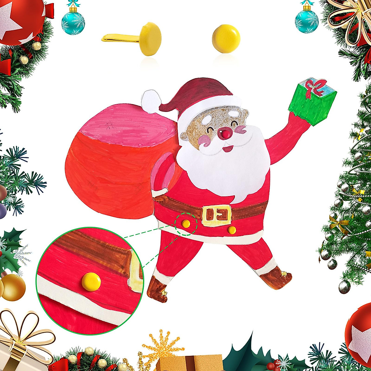 Quacc 200pcs Multicolor Split Pins Round Scrapbooking Brads Split Pins Paper Fasteners Brads for Craft Art Crafting School Project Decorative Scrapbooking DIY Supplies (0.24 x 0.5Inch)