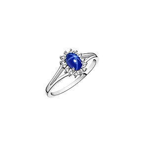 Diamond & Blue Star Sapphire Ring set in Sterling Silver