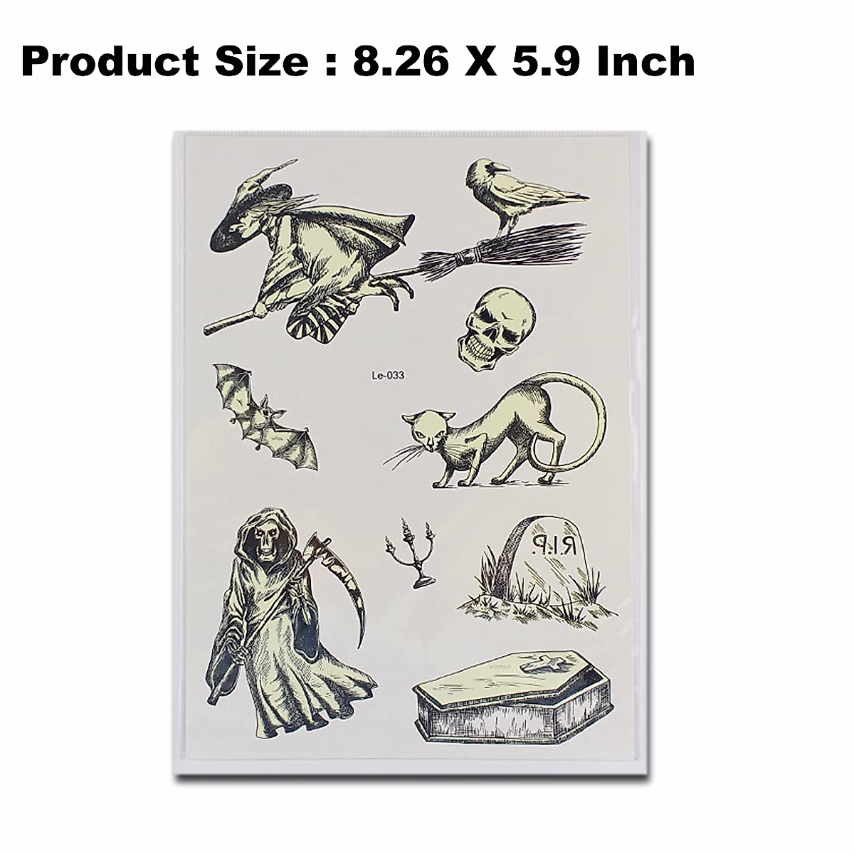 Ooopsiun Luminous Halloween Temporary Tattoos for Kids - 80 Black Styles Glow in The Dark Halloween Tattoos Party Favors Decorations for Boys Gilrs