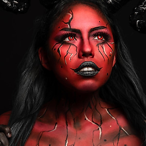 Spooktacular Creations 3 PCS Halloween Makeup Face Body Paint Set Foundation Makeup Stick Kit Halloween Eye Makeup SFX Zombie Cosplay for Adult and Kids Party Dress Up (Black White Red)