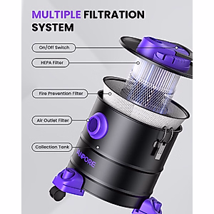 VANPORE Ash Vacuum for Pellet Stoves: 5.2 Gallon Fireplace Ash Vac with 1200w Powerful Suction & Wheeled Base - Ash Vacuum Cleaner for Fireplaces, Pellet Grill, Wood Stove, Fire Pits