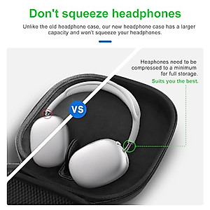 Opoway Hard Case for AirPods Max with Sleep Mode, Upgraded Travel Carrying Headphone Case with Silicone Earpad Cover & Mesh Pocket, Portable Organizer Protective Storage Bag