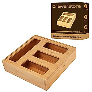 Drawerstore, Ziplock Storage Bag Organizer for Drawer - Plastic Bag Holder for Quart, Gallon, Sandwich, and Snack Size Storage Bags, Natural (DS-ORG-1)