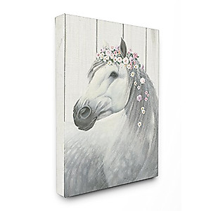 Stupell Industries Spirit Stallion Horse with Flower Crown Stretched Canvas Wall Art, Proudly Made in USA, 16 x 20