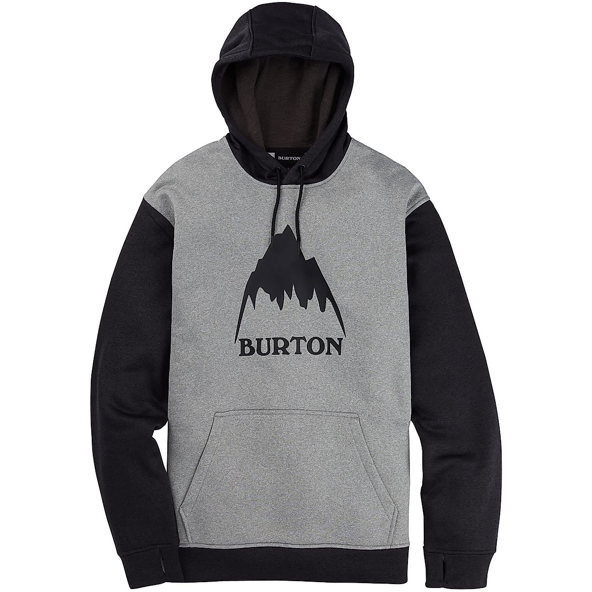 Burton Men's Oak Pullover Hoodie, Gray Heather/True Black, L
