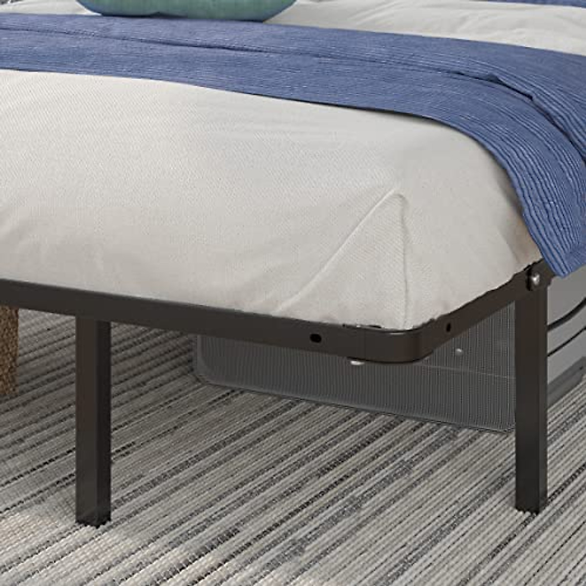 ZINUS SmartBase Euro Slats Mattress Foundation / 14 Inch Metal Platform Bed Frame / No Box Spring Needed / Sturdy Steel & Wood Frame / Underbed Storage, Queen