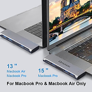 USB C HUB 6 in 2 Type C Docking Station with Thunderbolt 3 Port, 3 USB 3.0, SD TF Card Reader, Onshida USB C Adapter Compatible with MacBook Pro Air 2020/2019/2018/2017/2016(6 in 2)