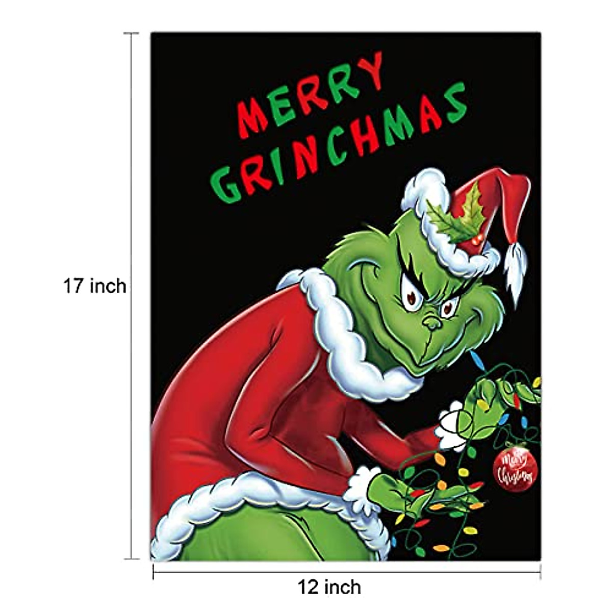 WLWLG Merry Grinchmas Garden Flag for Christmas Indoor & Outdoor Decoration 12''x17'' Double-Sided Vertical Burlap Garden Flag i, GF003