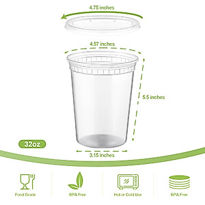 AOZITA 20 Sets 32 oz Plastic Deli Food Containers With Lids, Airtight Food Storage Containers, Freezer/Dishwasher/Microwave Safe, Soup Containers For Takeout Meal Prep Storage