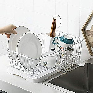 PDGJG Stainless Steel Dish Drainer Drying Rack Removable Rust Proof Utensil Holde for Kitchen Counter Storage Rack ( Color : Blue )