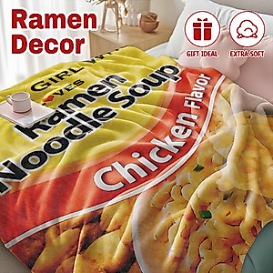 Todeyya Ramen Chicken Blanket Ramen Blanket Just a Girl Who Loves Ramen Blanket Flannel Fleece Throw Air Conditioning Quilt Lightweight Cozy Plush Blanket for Sofa M 60"X50" for Teens