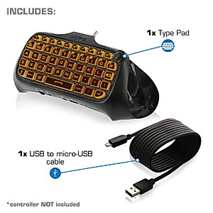 Nyko Type Pad - PlayStation 4 with Built-in Rechargeable Battery, Built-in Speaker without the need for a Headset, com Shortcut and Full QWERTY Style Keyboard
