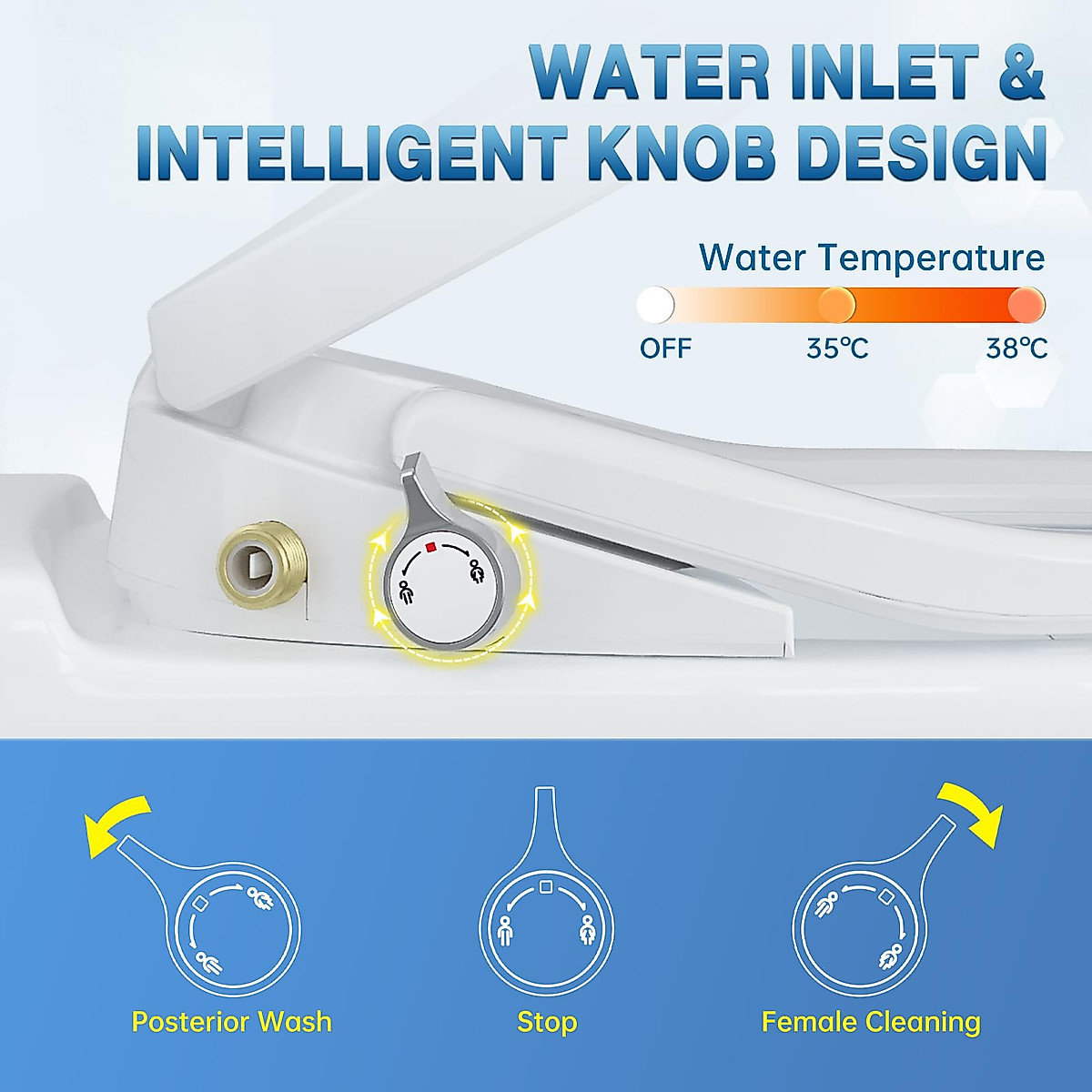 Electric Bidet Smart Toilet Seats with Istant Warm Water, Air Dryer, Nightlight, Remote Control, ELONGATED and Cotton White
