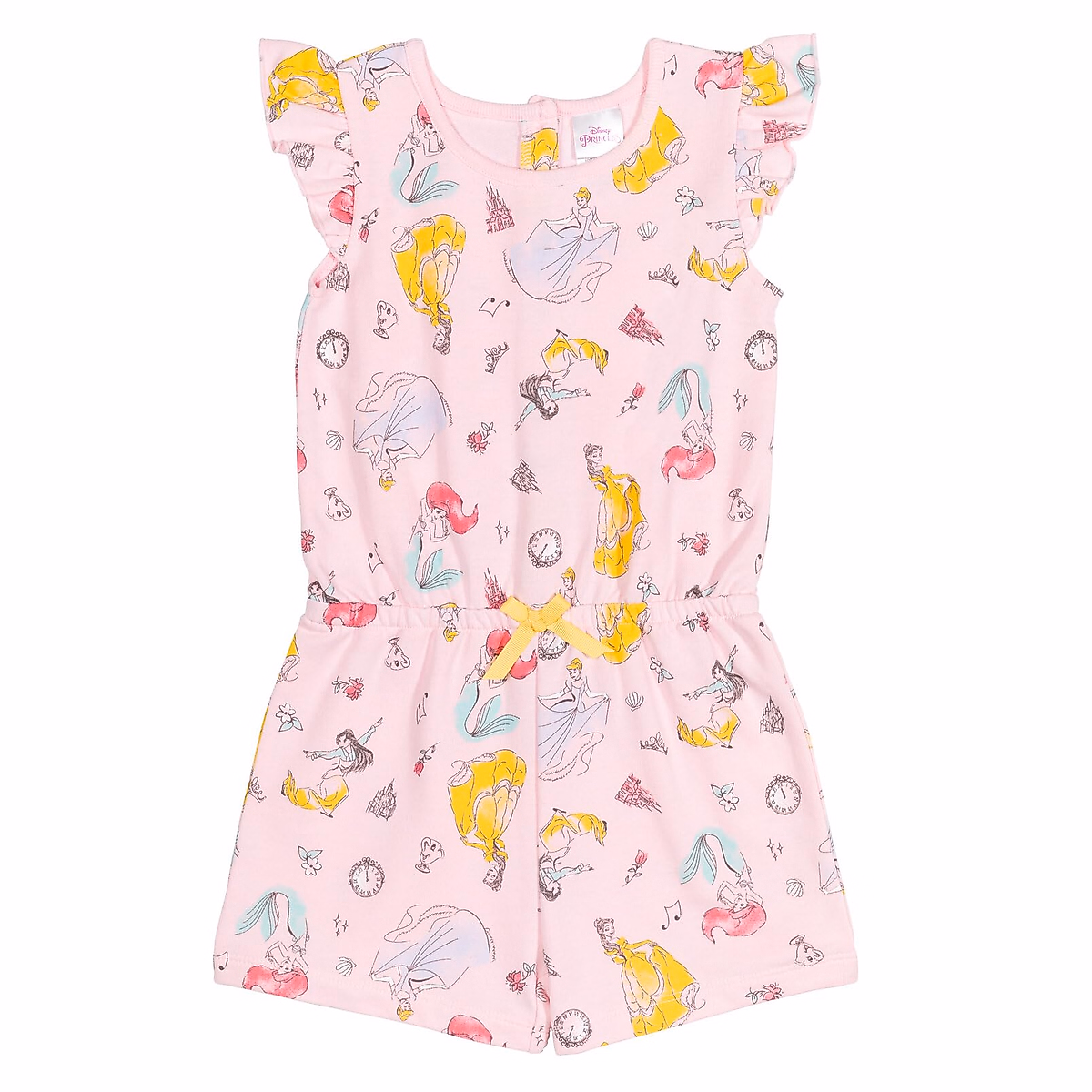 Disney Princess Mulan Belle Ariel Cinderella Little Girls Sleeveless Romper Pink 7-8