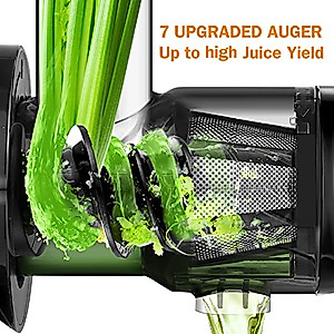 Cold PressJuicer,AMZCHEF Slow Masticating Juicer Machines with Reverse Function, High Juice Yield, Easy Clean with Brush,Recipes for High Nutrient Fruits and Vegetables, White(Updated)