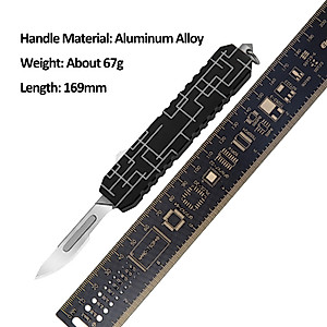 WARHERO Aluminium Alloy Pocket Knife with Clip Box Cutter EDC Scalpel Outdoor Utility Knife 10pcs #60#24 Carbon Steel Blades