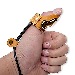 PMZ Archery Cowhide Finger Guard Protector Thumb Ring for Traditional Bow Recurve Bow
