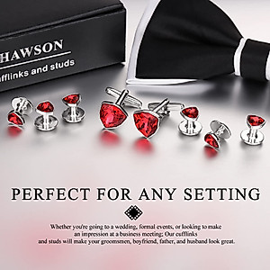 Swarovski Crystal Cuff links and Tuxedo Studs for Men in Gift Box, Birthday Christmas Valentines Day Gifts, Mens Jewelry or Accessories for Wedding Party