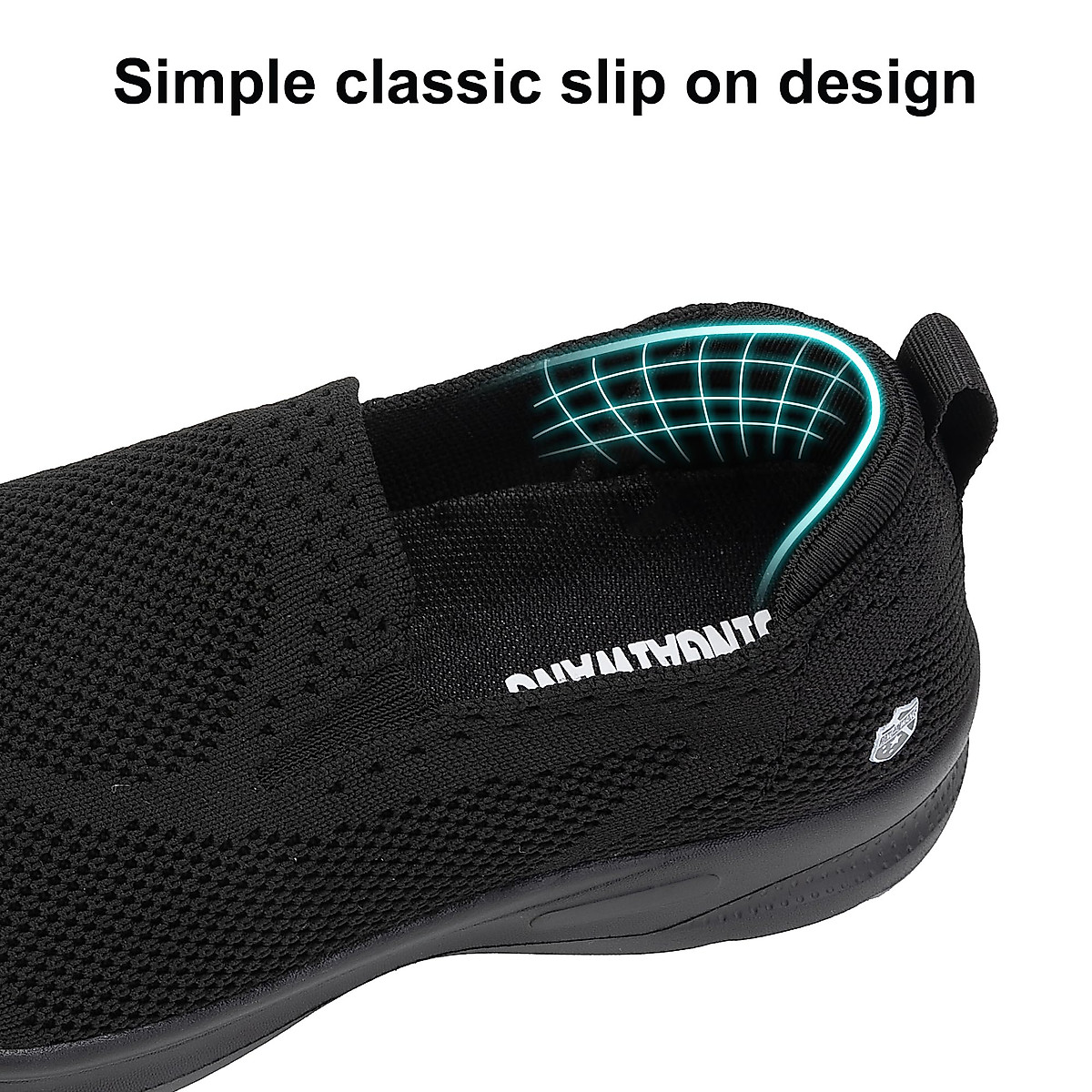 JINGAIWANG All Season Shoes Mesh Walking Breathable Comfort Slip-on Outdoor Non Slip Light Leisure Black