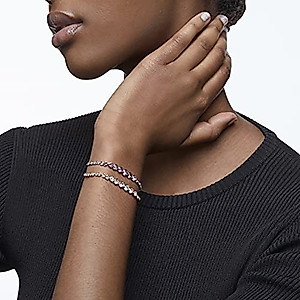 SWAROVSKI Bracelet with White Crystal Details on a Rhodium-Finish Cuff Setting, Size M, Part of the Emily Collection