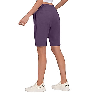 Little Donkey Andy Women's Lightweight Breathable Hiking Shorts, Quick-dry Golf Shorts with Zipper Pockets, Air-Holes Tech Purple Magic Heather L